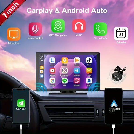 2025 Wireless CarPlay, 7" HD Touchscreen Car Audio with Rear Camera ...