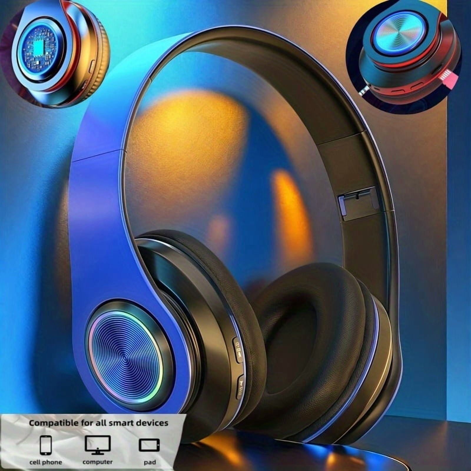 2025 Wireless Headphones with LED Light, Over-Ear Active Noise ...