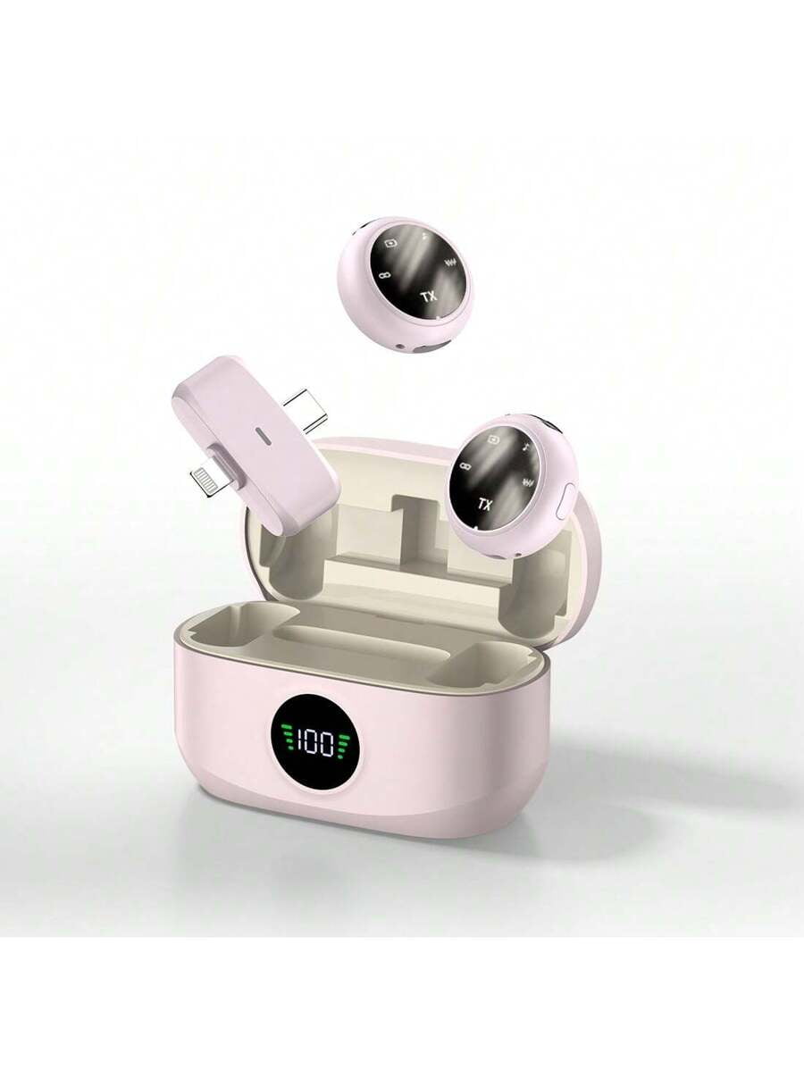 2025 Wireless Lavalier Microphone with Charging Case, AI Noise Cancellation Lapel Mic for Phone ...