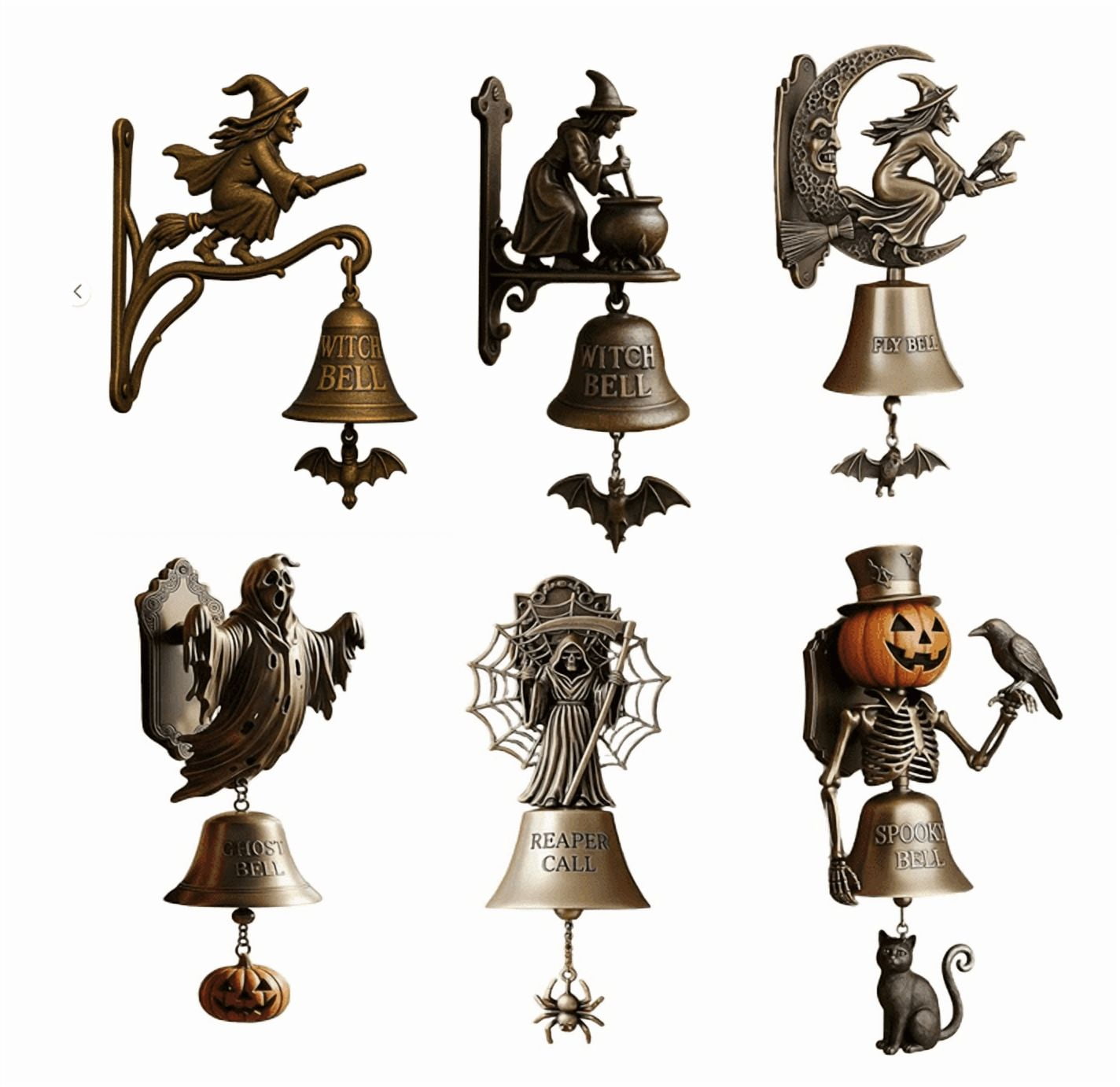 2025 Witch Bells for Door, Vintage Witch Doorbell, Cast Iron Halloween ...