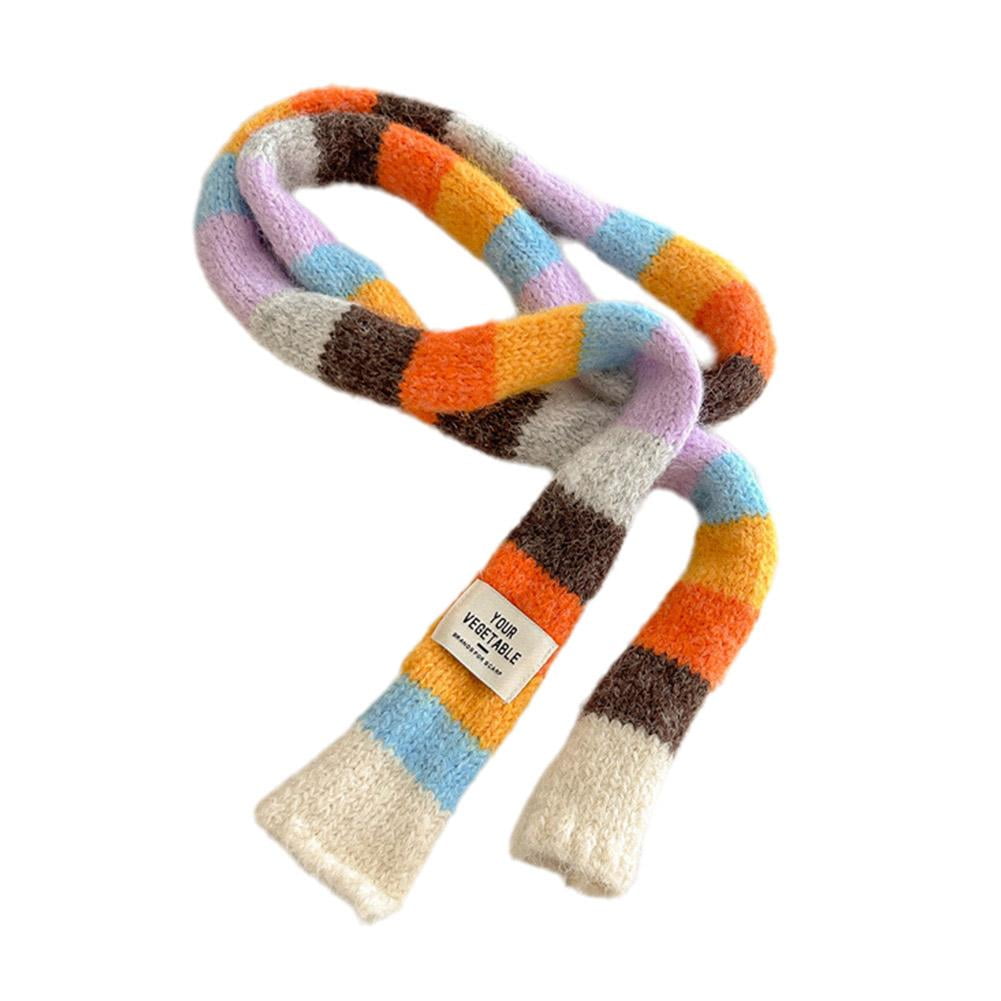 2025-With Warm Color Splicing Contrast Striped Scarf Long F8 Scarves ...