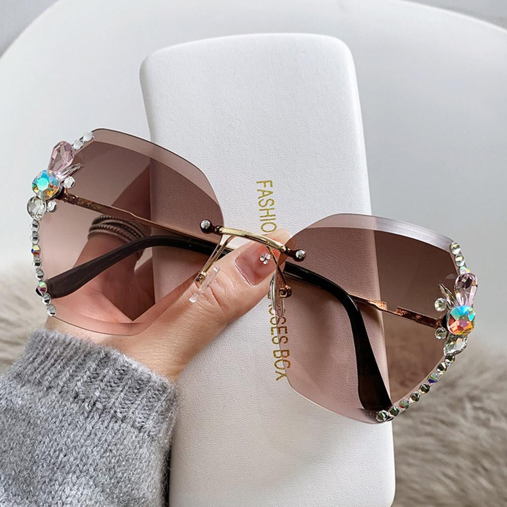 2025 Woman Rimless Diamonds Sunglasses, Polygonal Sunglasses UV Protection Cutting Sunglasses ...