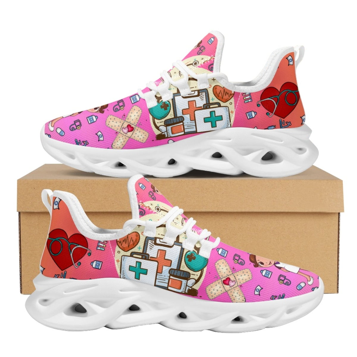 2025 Women Sneakers Gradient Pink Nursing Shoe Cute Cartoon Nurse ...
