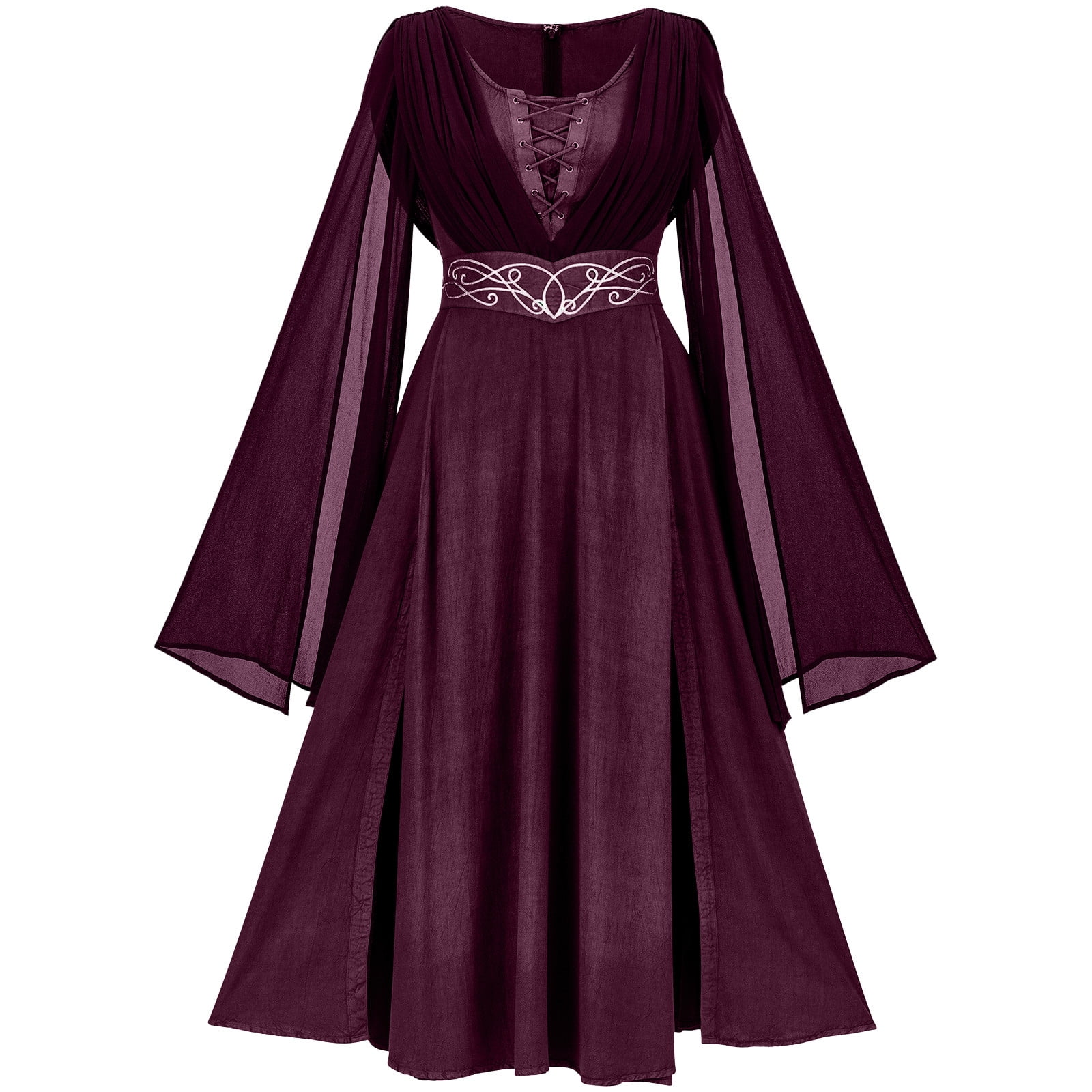 2025 Women Vintage Gothic Swing Maxi Dress Cosplay Costume Medieval ...