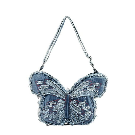 2025 Women's Bag Niche Design Washed Denim Bag Butterfly Shaped Bag ...