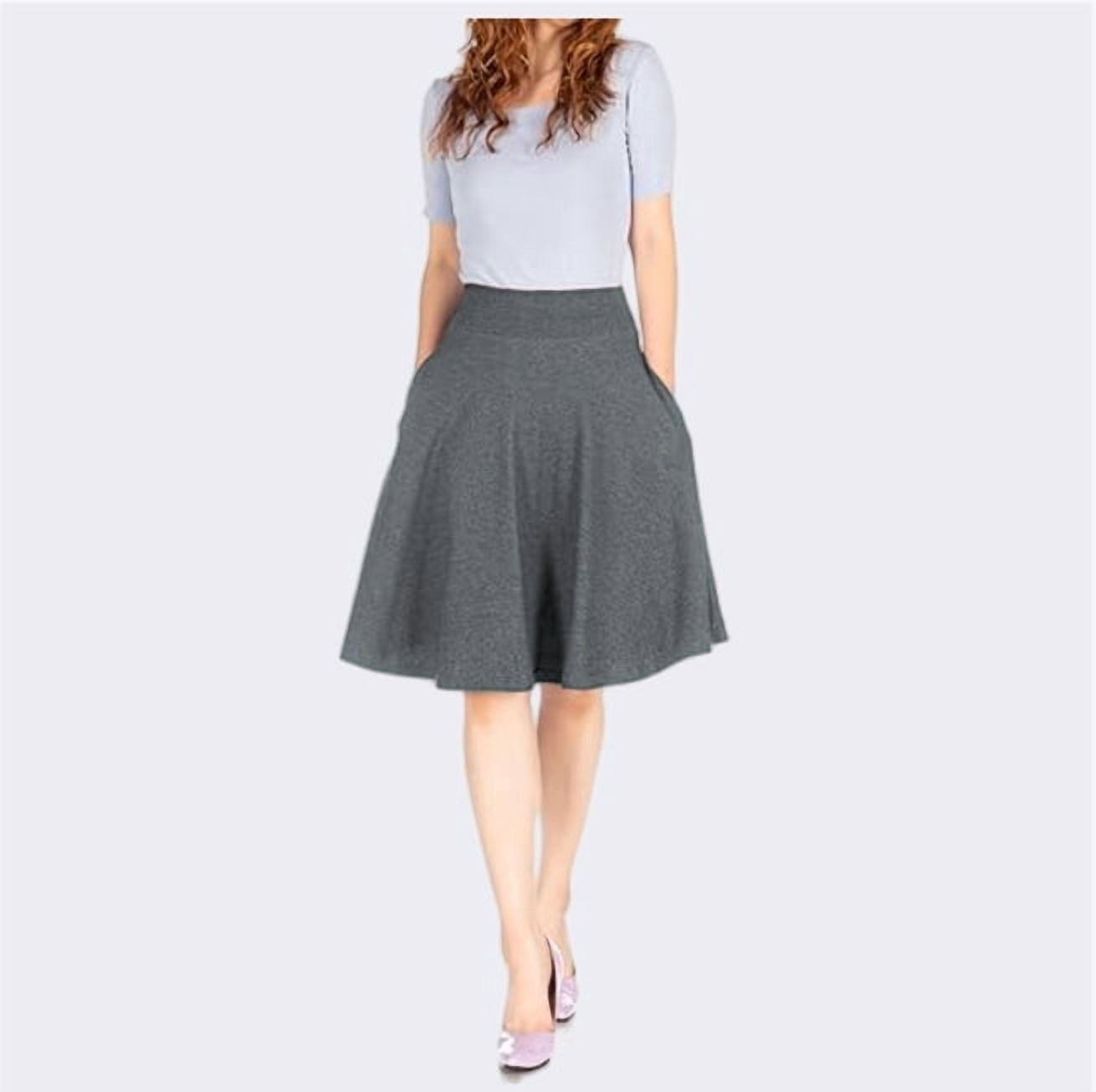 2025 Women's High-Waisted A-Line Office Skirt with Pockets - Stretch ...