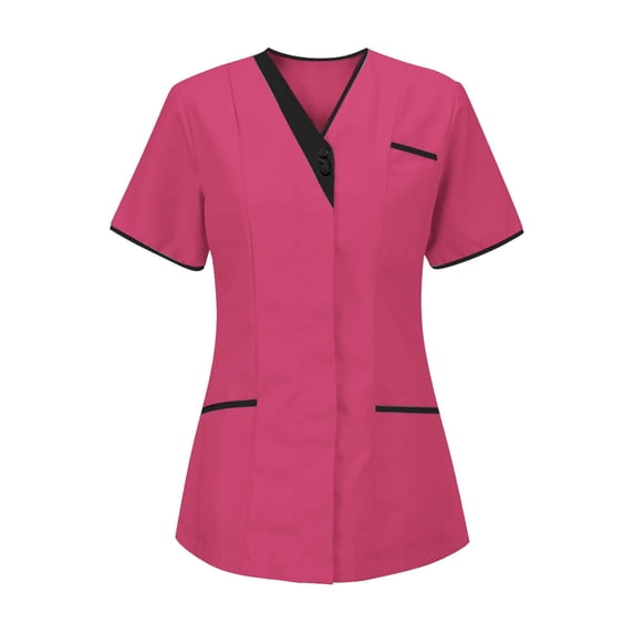 2025 Scrubs Tops with Pockets for Women Short Sleeve Medical Scrub Tops ...
