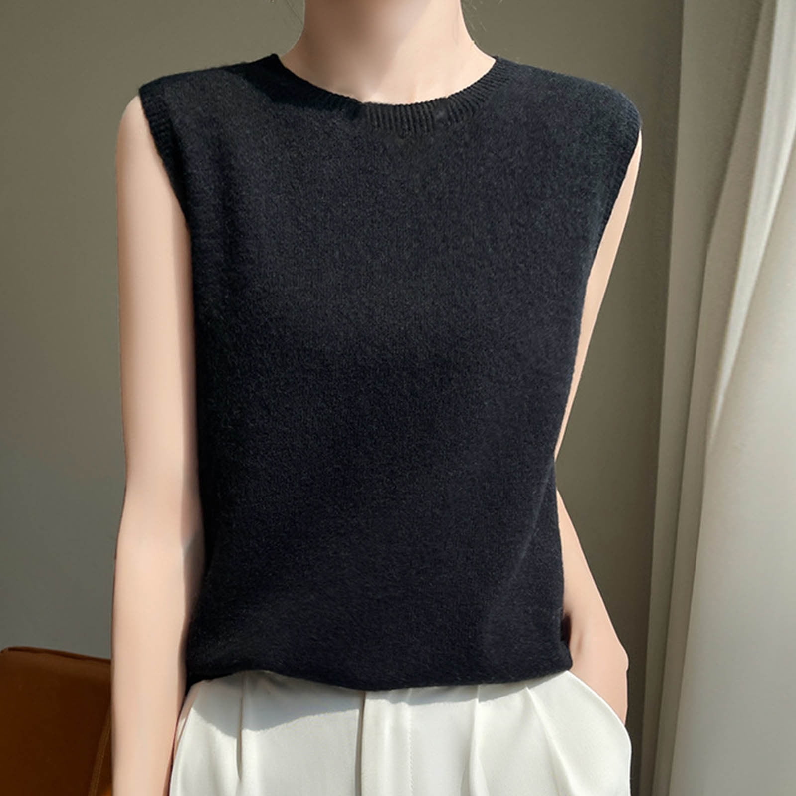 2025 Women's Ribbed Knit Tank Tops Spring Summer Sleeveless Crew Neck ...