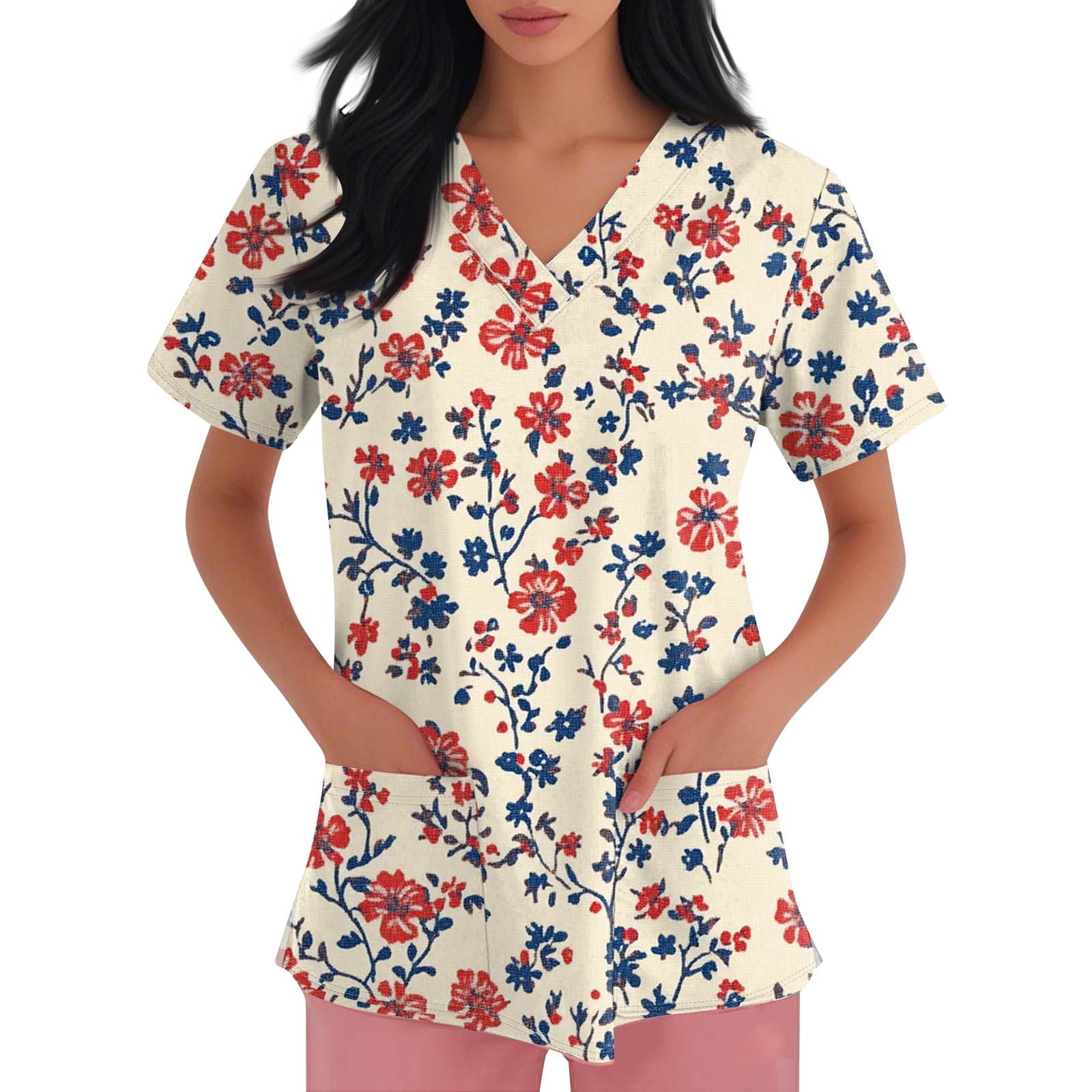 2025 Women's Scrubs Healthcare Top, Moisture-Wicking Stretch Scrub ...