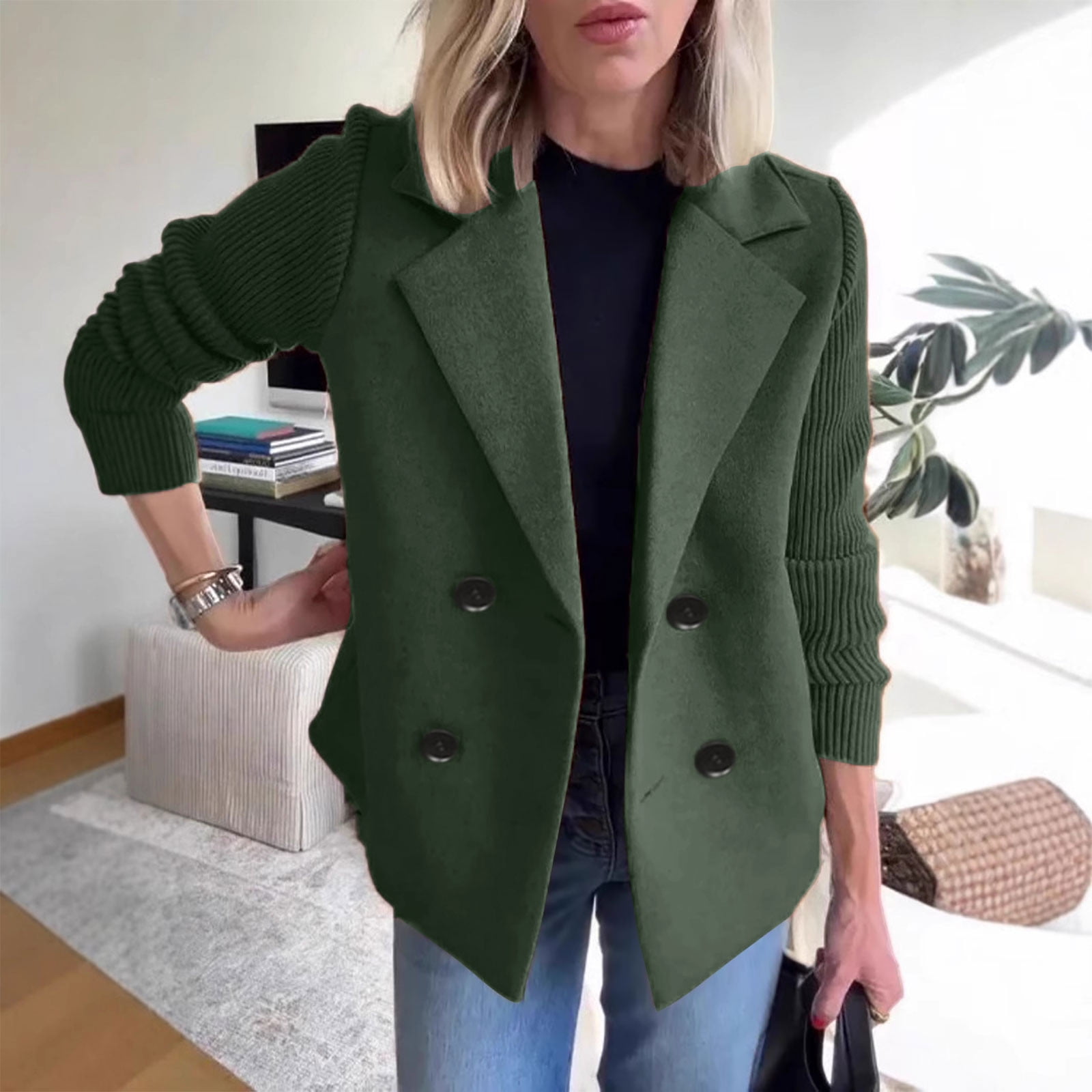2025 Women's Spring Solid Color Button Open Coat Women's Commuting ...