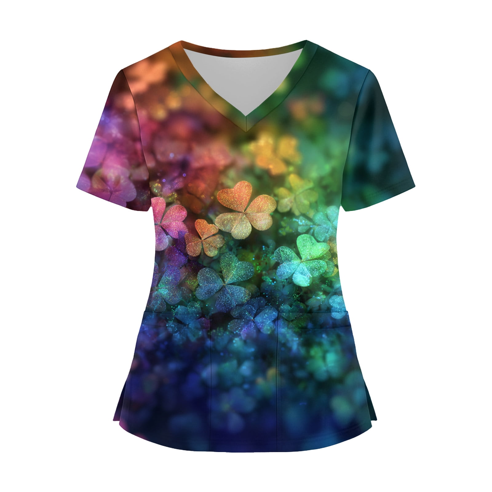 2025 Women's St. Patrick's Day Scrub Top - Festive Nurse Uniform with ...