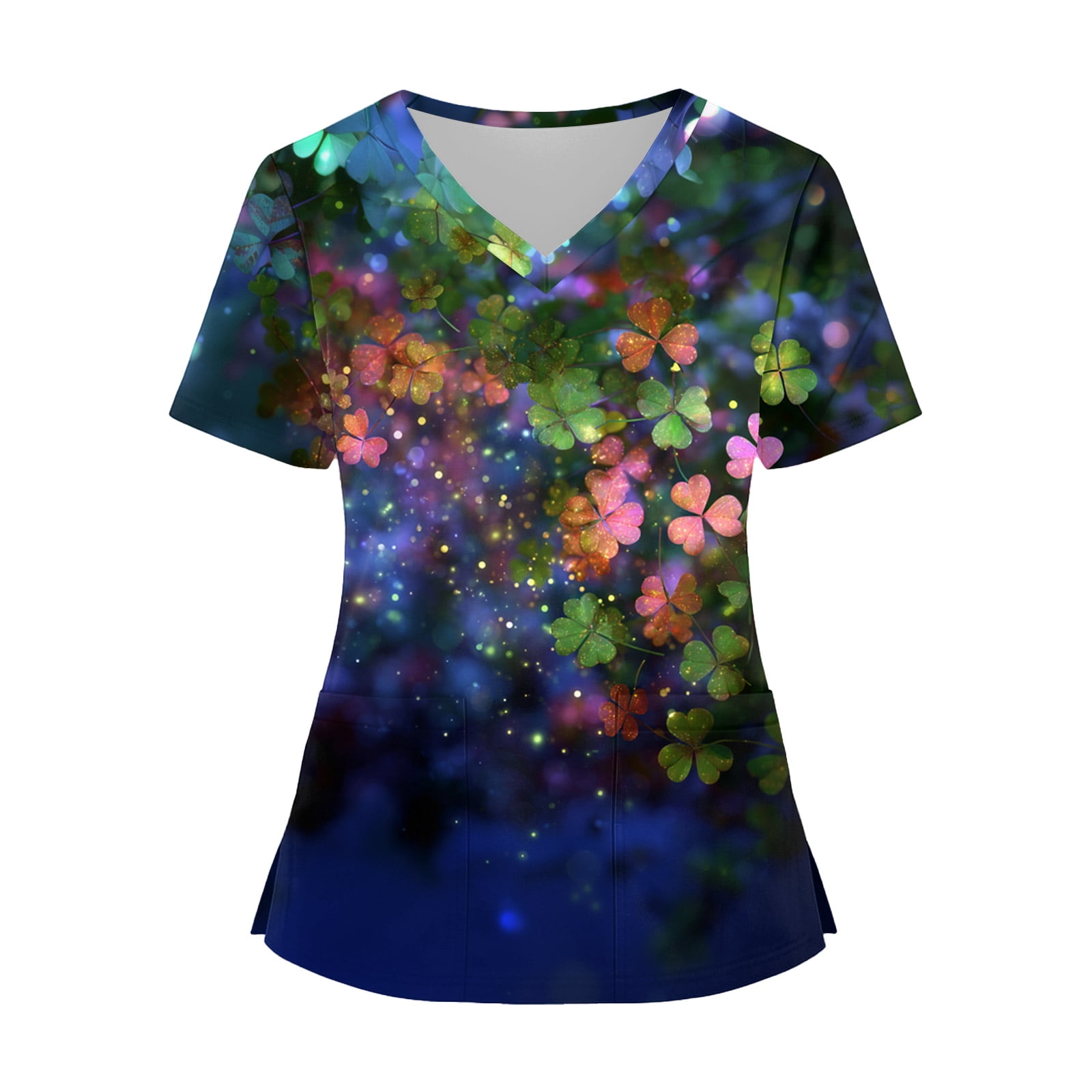 2025 Women's St. Patrick's Day Scrub Top - Festive Nurse Uniform with ...