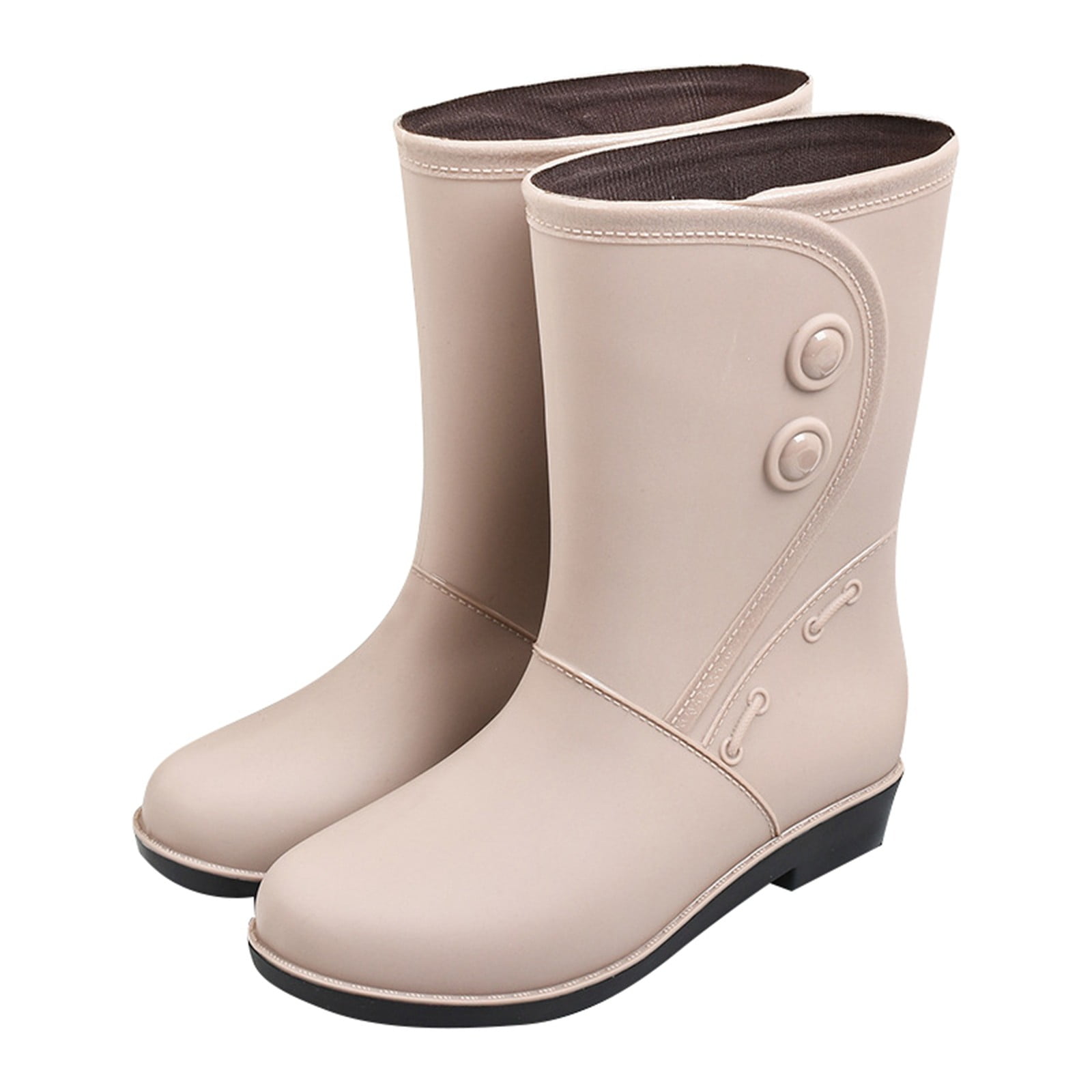 2025 Women's Warm Lined Cook Boots Rain Boots Solid Color Rain Shoes ...