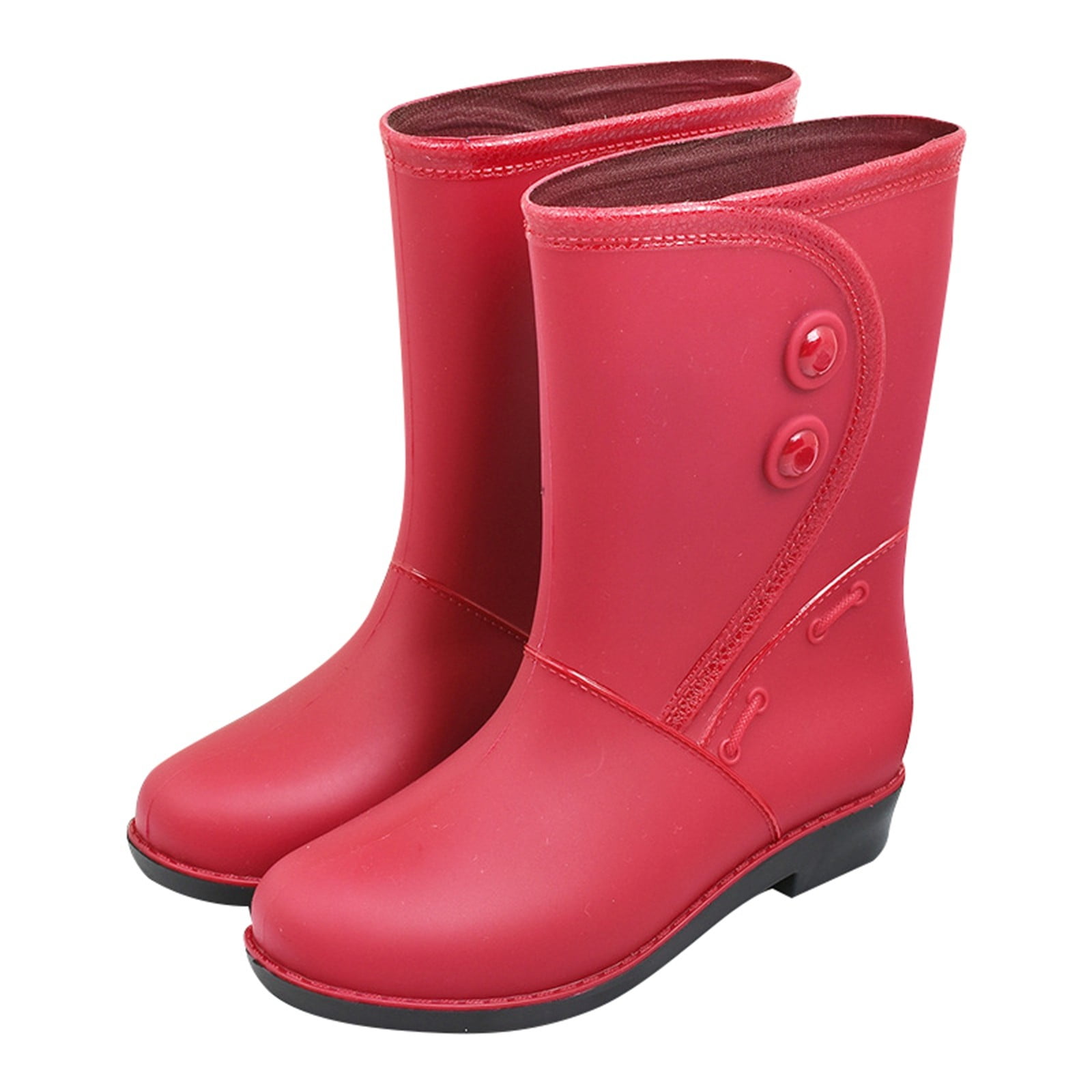 2025 Women's Warm Lined Lavish Boots Rain Boots Solid Color Cook Boots ...