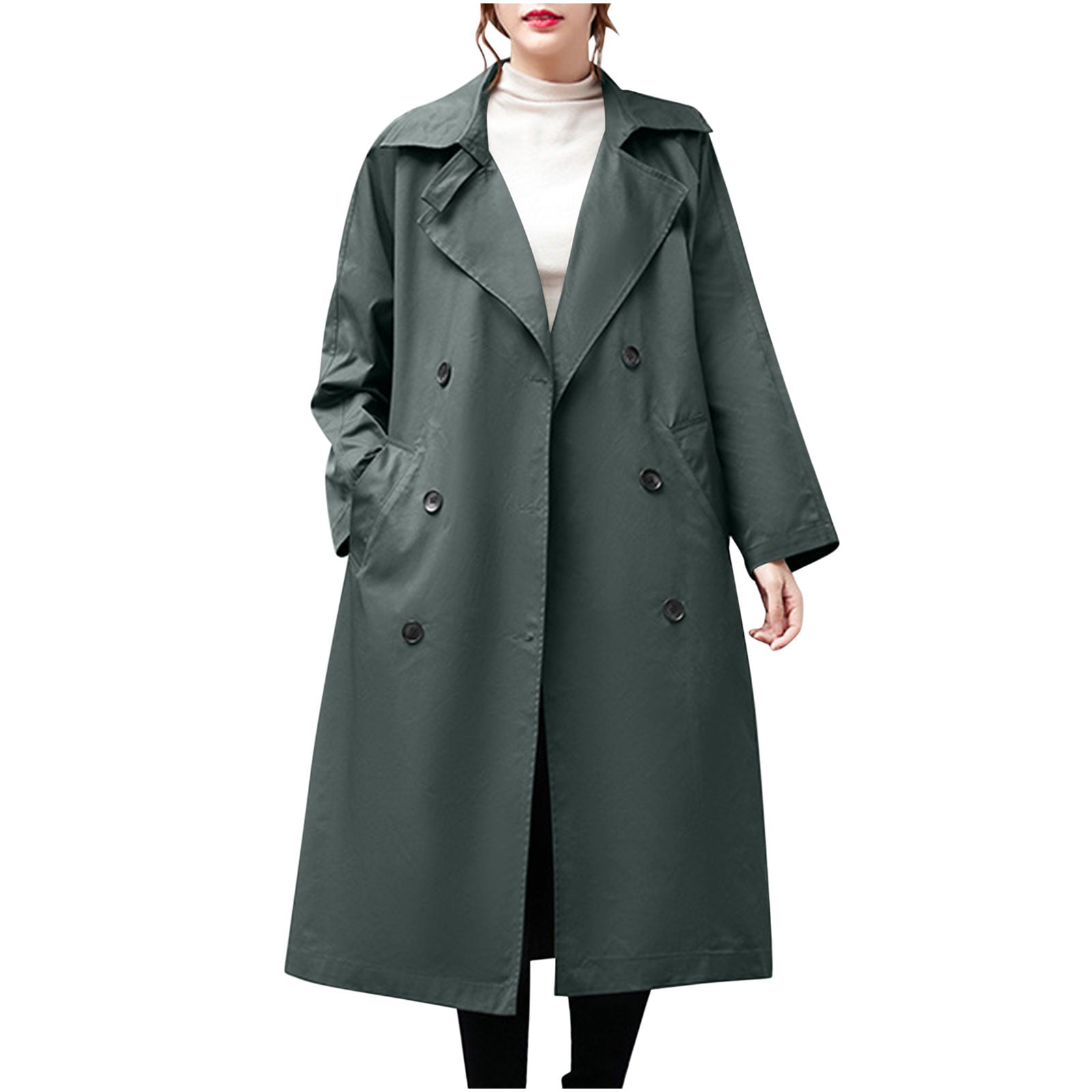 2025 Women's Waterproof Trench Coat Long Double Breasted Windbreaker ...