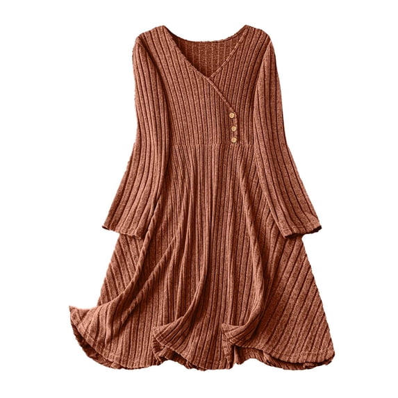 2025 Womens Long Sleeve Tunic Dress Fall Fashion Wrap V Neck Sweater ...