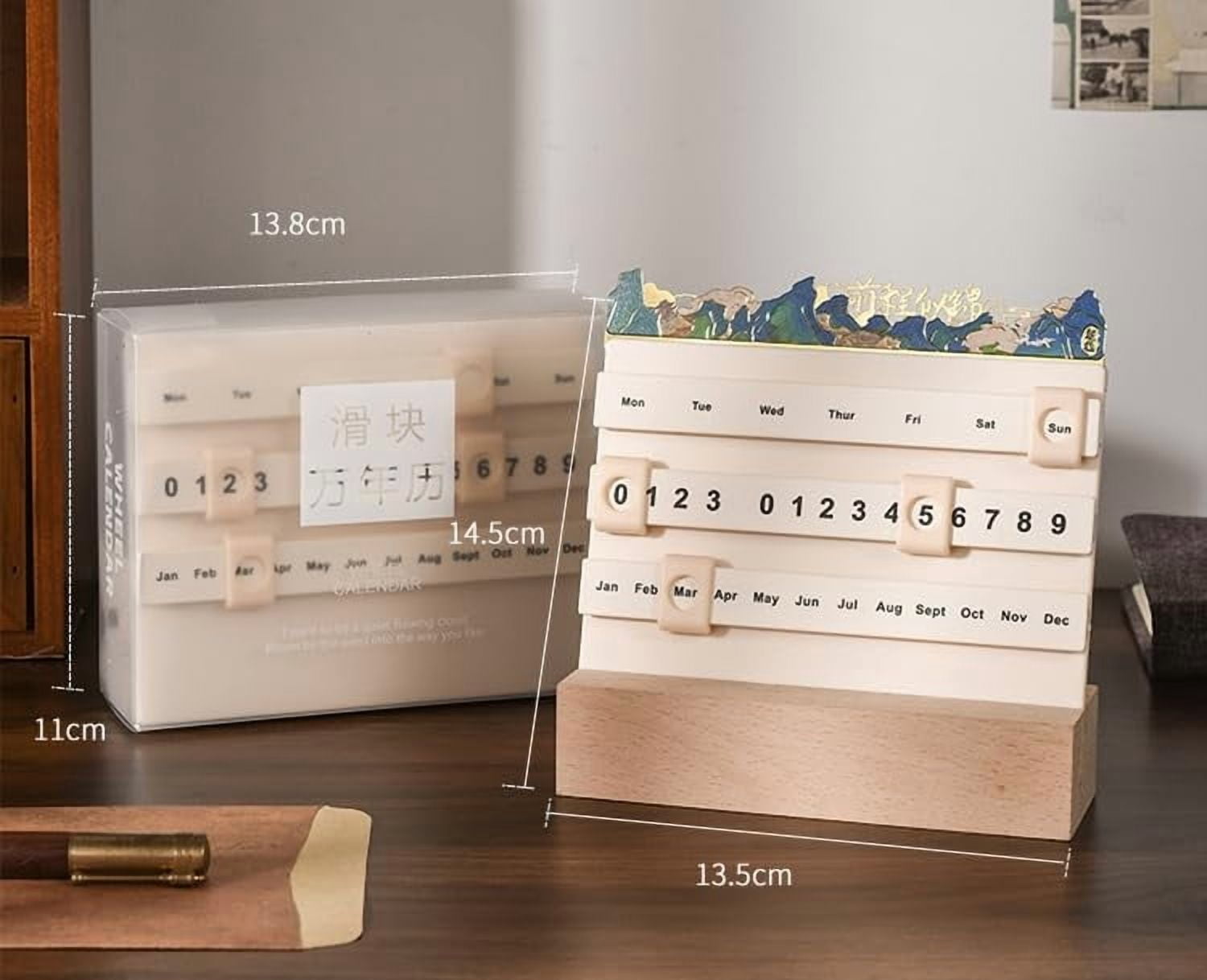 2025 Wooden Desk Calendar, Slide-Style Calendar, Creative Simple Modern ...