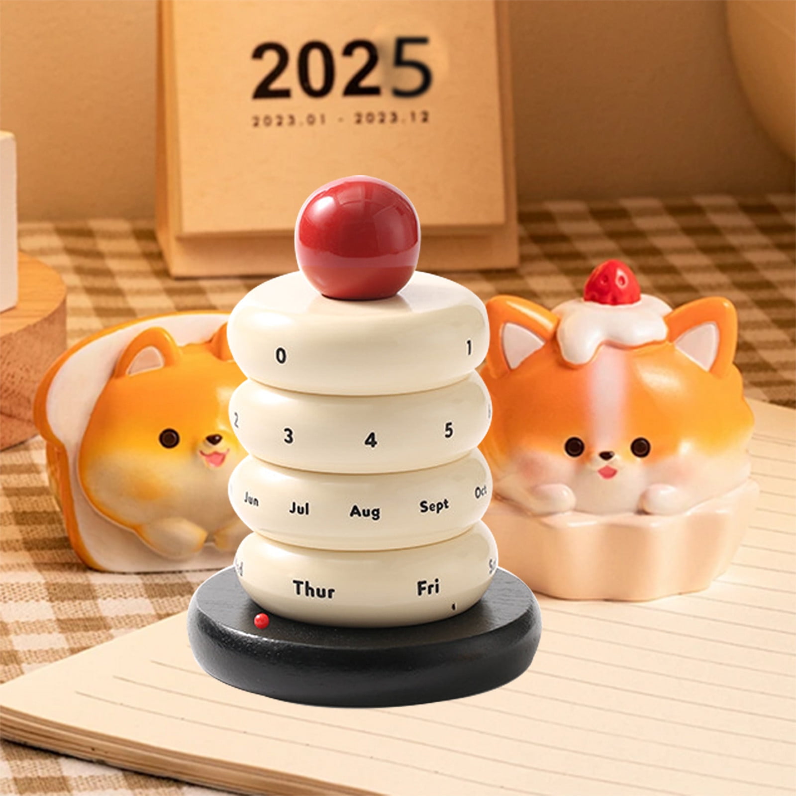 2025 Wooden Perpetual Calendar Ornament,Creative Color Contrast ...