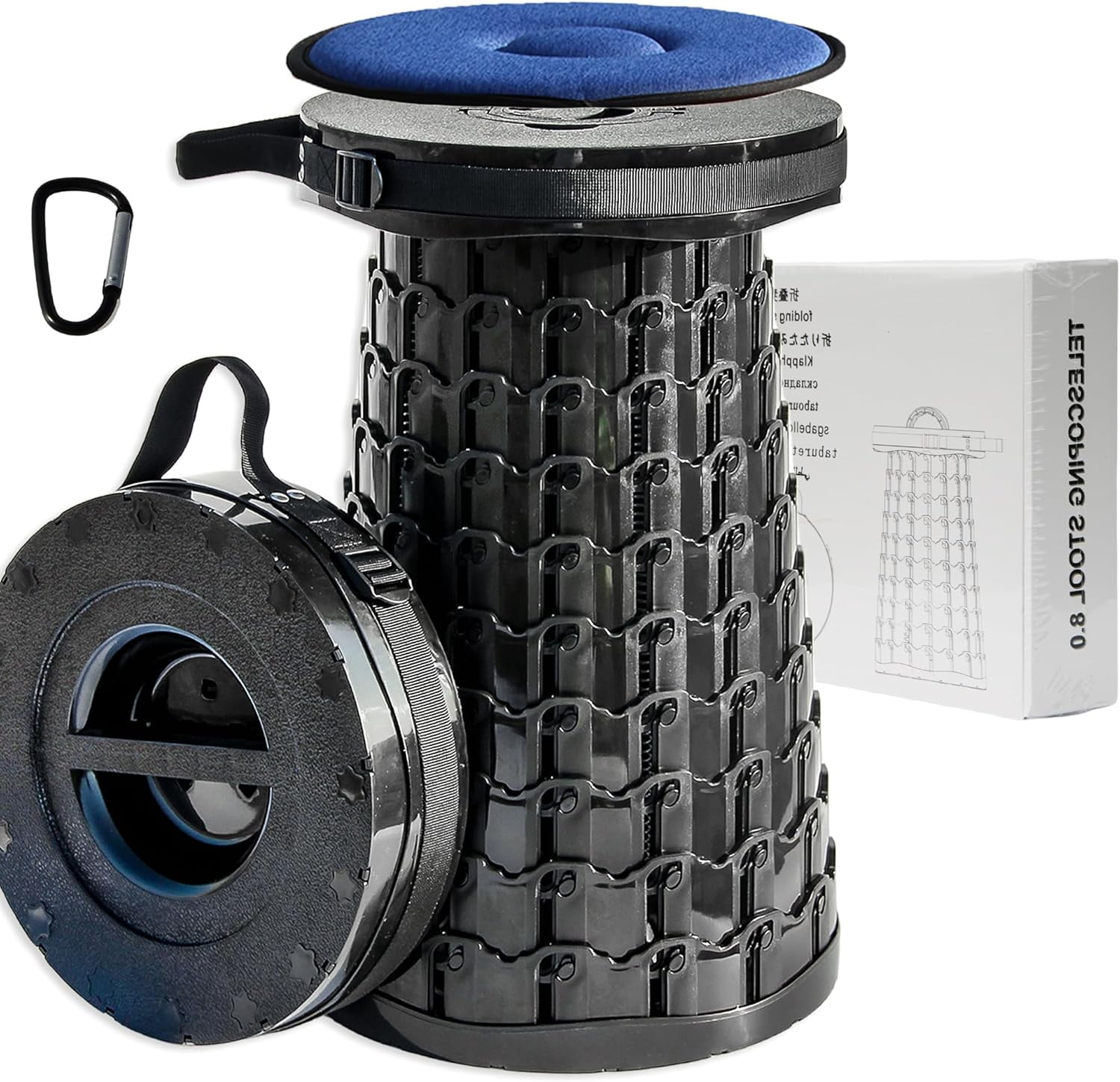 2025 XXL 19.7" Collapsible Stool with Cushion, Capacity 1000lbs ...