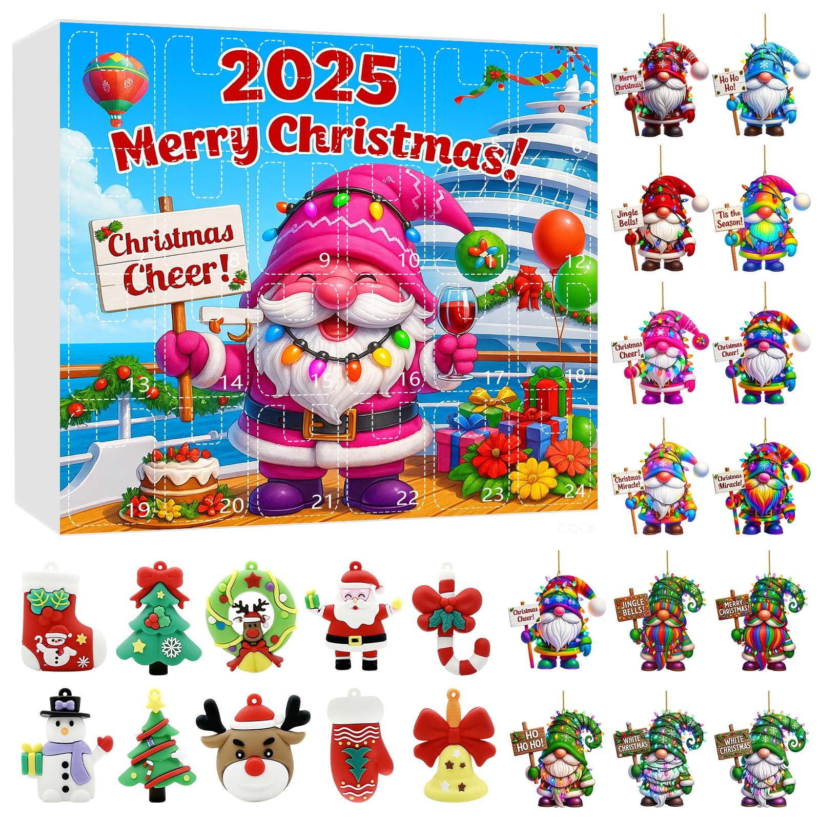 2025 Xmas 2D/3D Hanging Advent Calendar 12 2D Flat Printed On Both ...