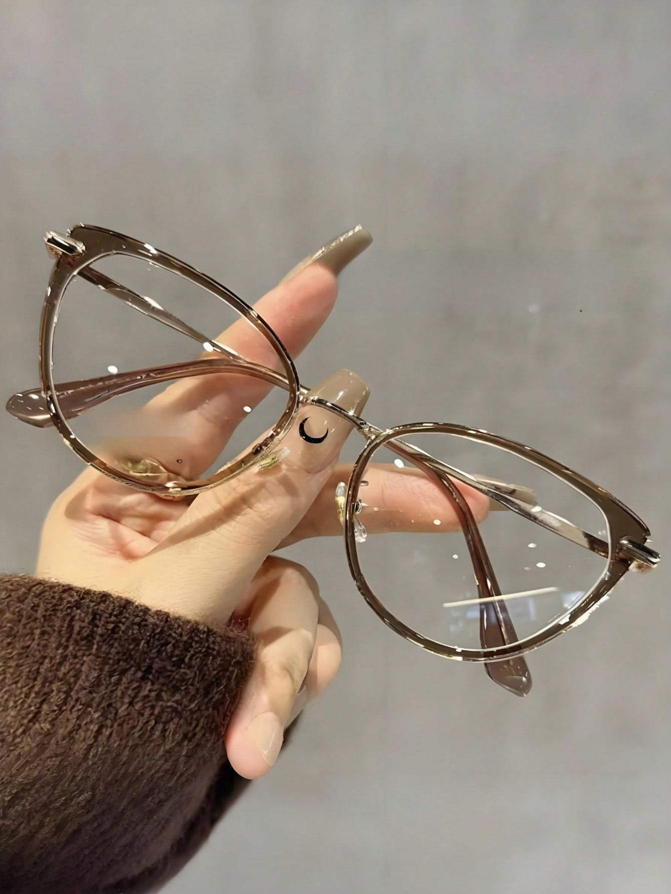 2025 Y2K Frosted Tea Cat Eye Glasses | Anti - Blue Light Crystal Clear Lens + Lightweight TR90 ...