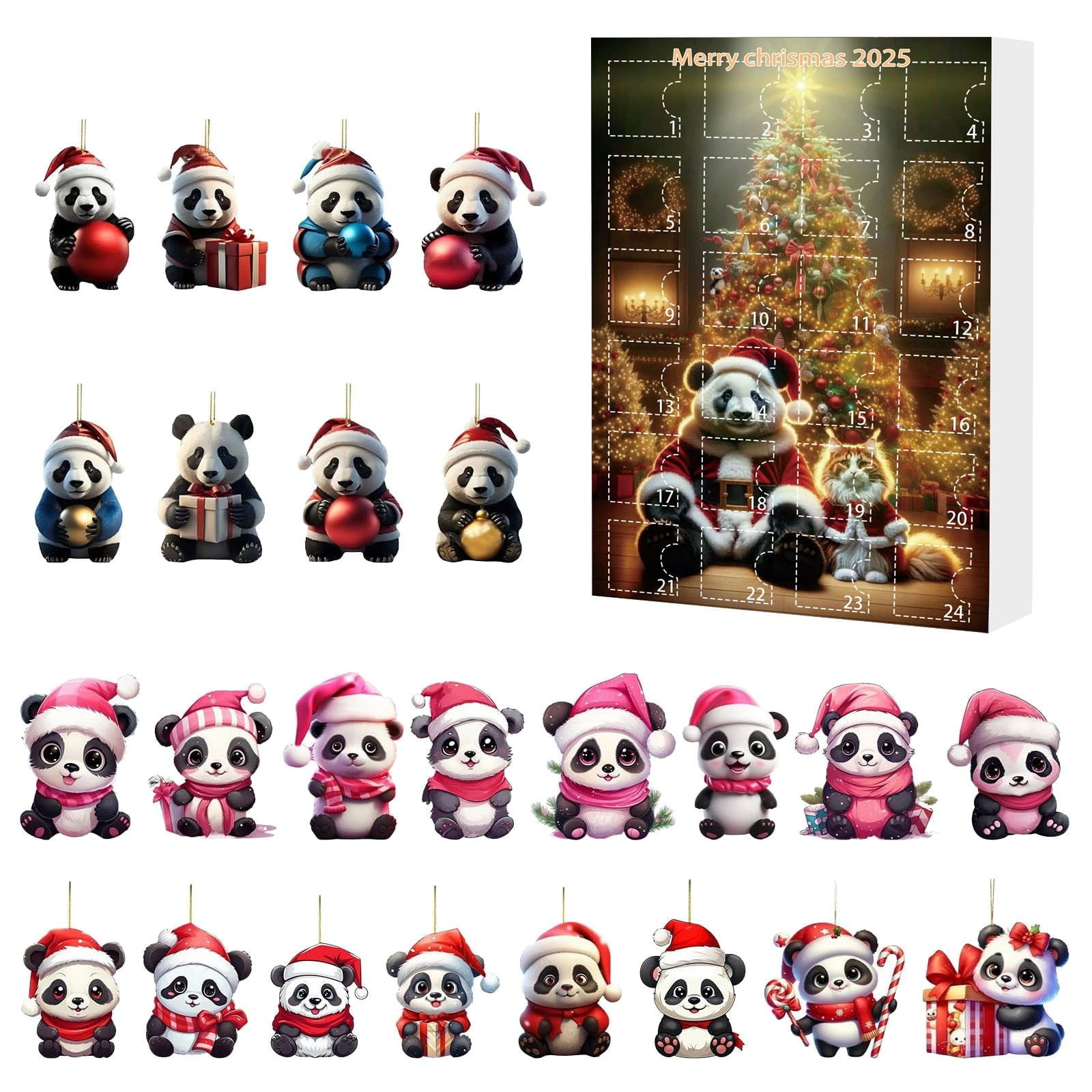 2025 Year Countdown Advent Calendar Set Featuring Adorable Panda ...
