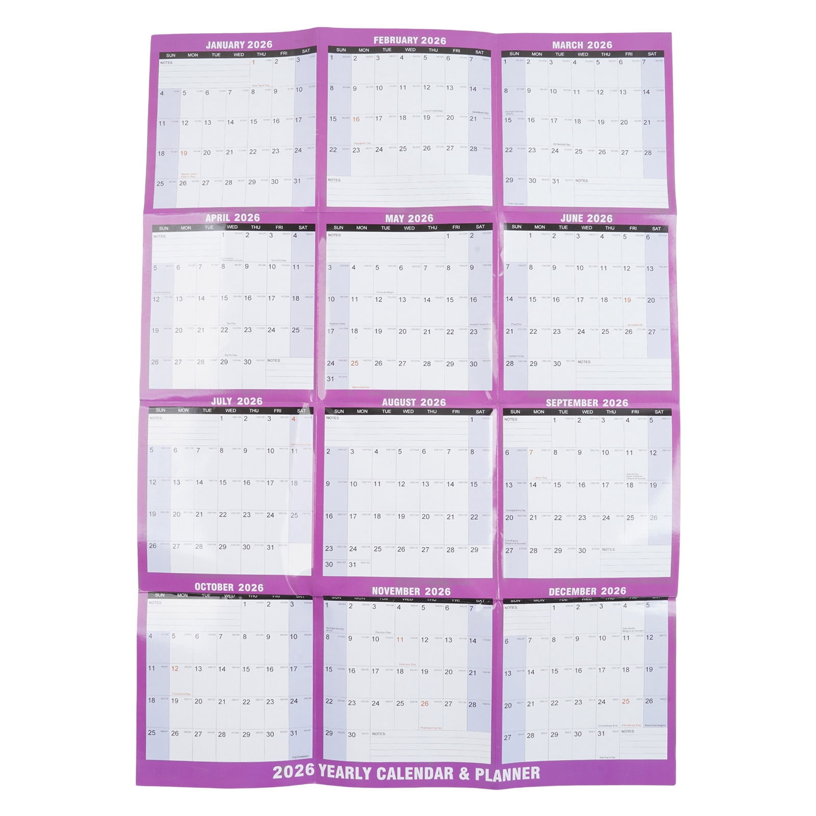 2025 Yearly Calendar Wall Planner from Jan to Dec Family Home Planner ...