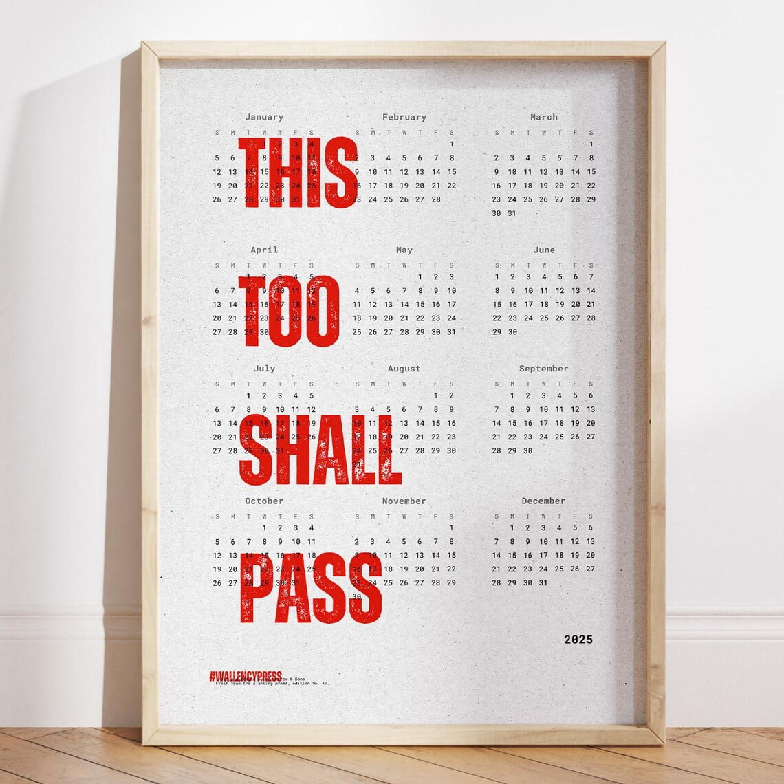 2025 Yearly Calendar Wall Poster, Man Cave Wall Art, Motivational Quote ...