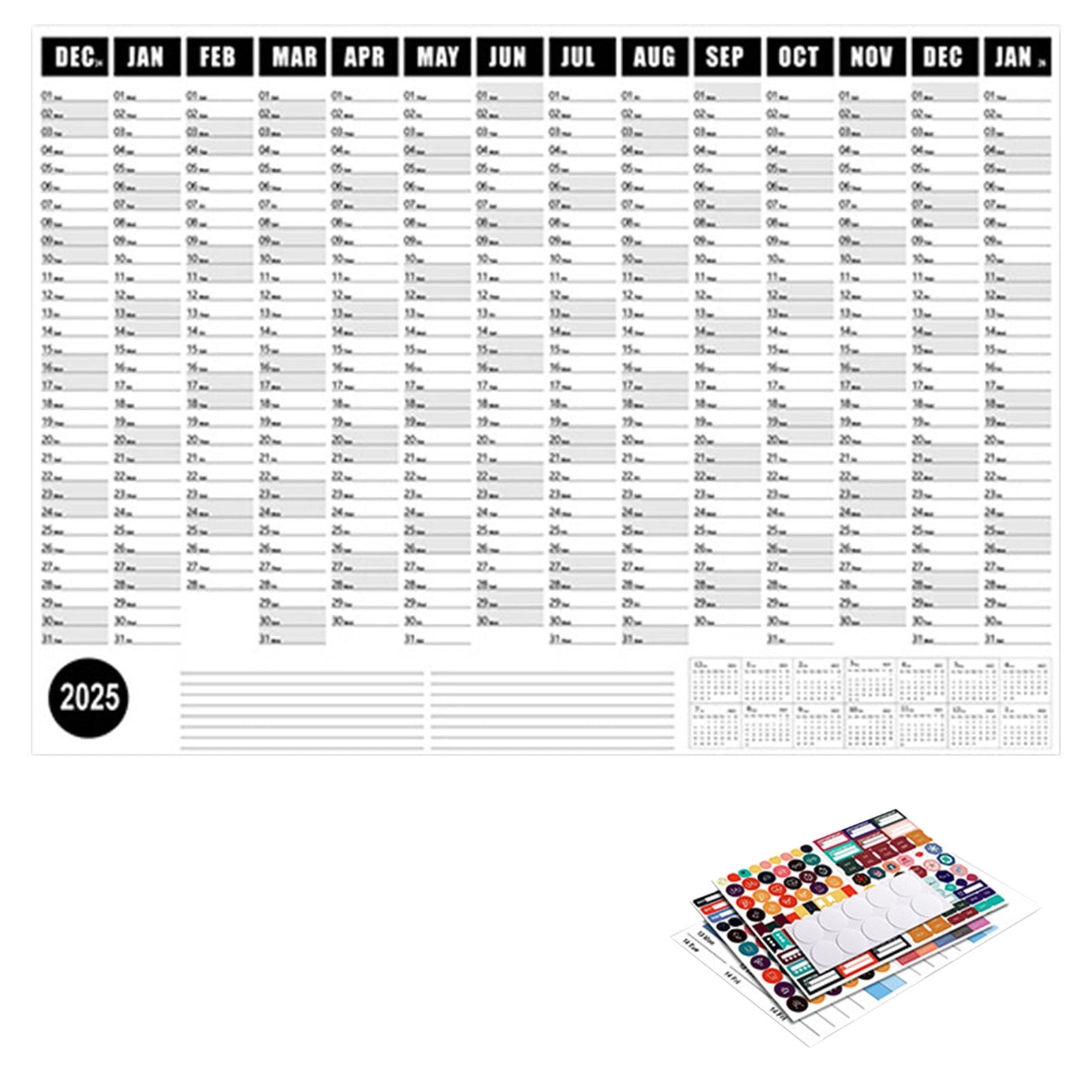 2025 Yearly Wall Calendar, Full Year Calendar One Page, Jan. 2025 - Dec ...
