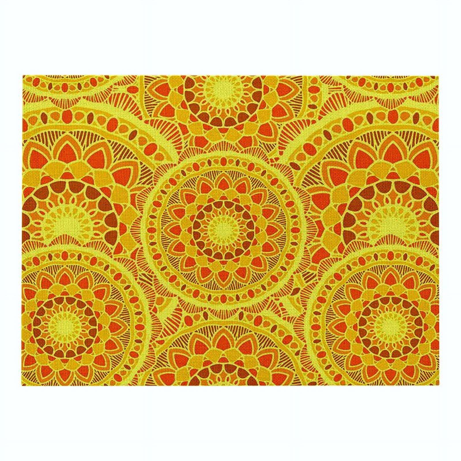 2025 Yellow Cotton Linen Geometry Pattern Kitchen Placemat Dining Table ...