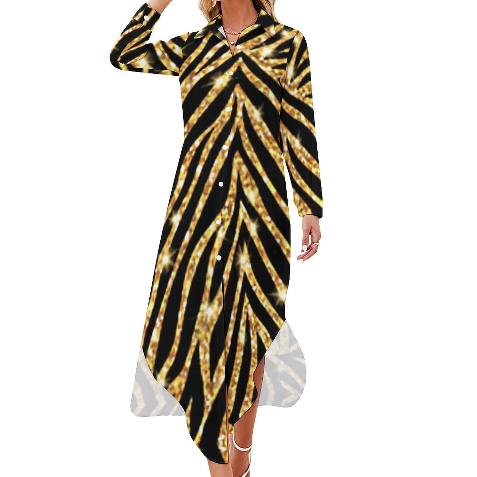 2025 Zebra Design Chiffon Dress Black And White Stripes Beach Dresses ...