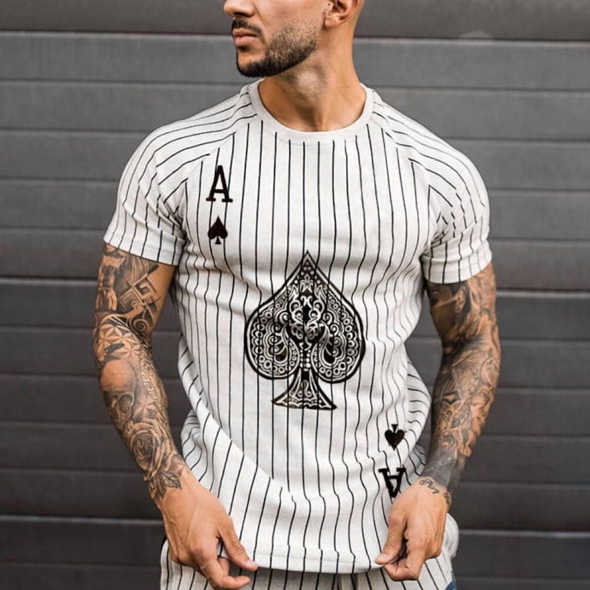 2025 cool men 3d printing striped t-shirt summer men's trend street ...