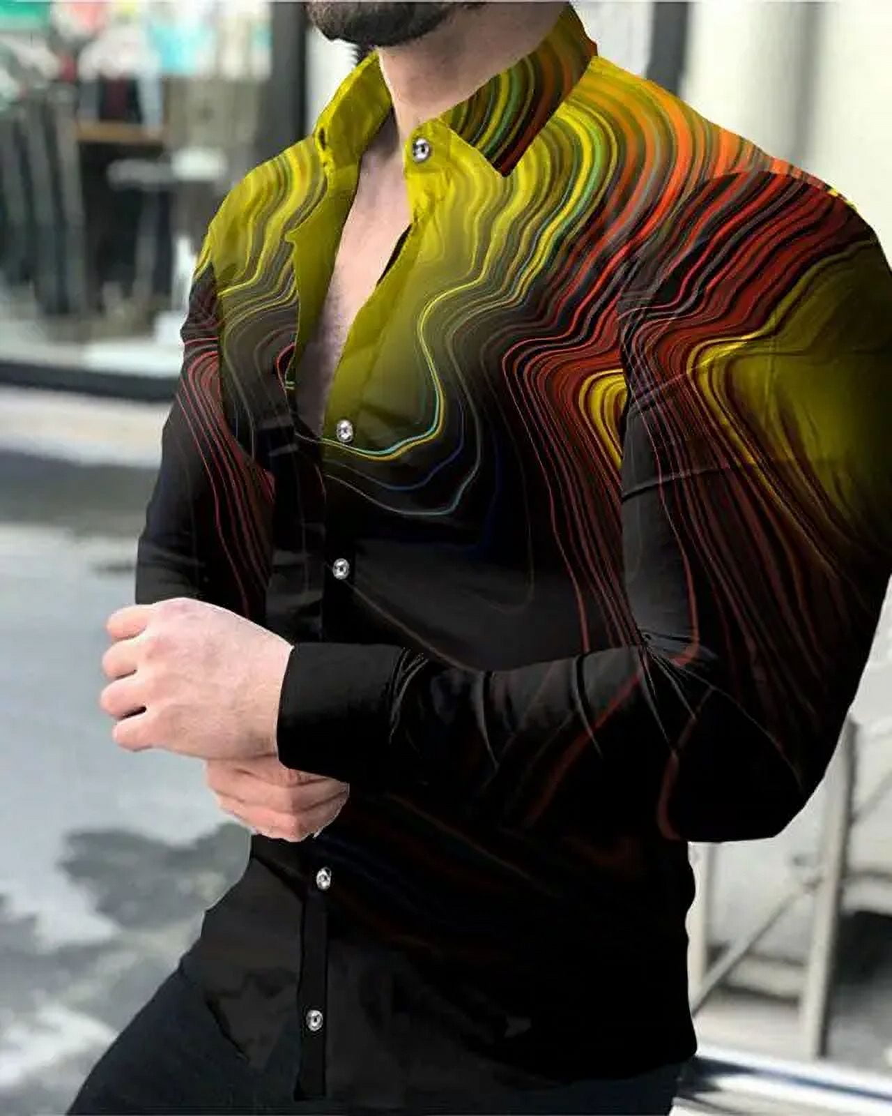 2025 men's party casual shirt luxury social men's shirt lapel button ...