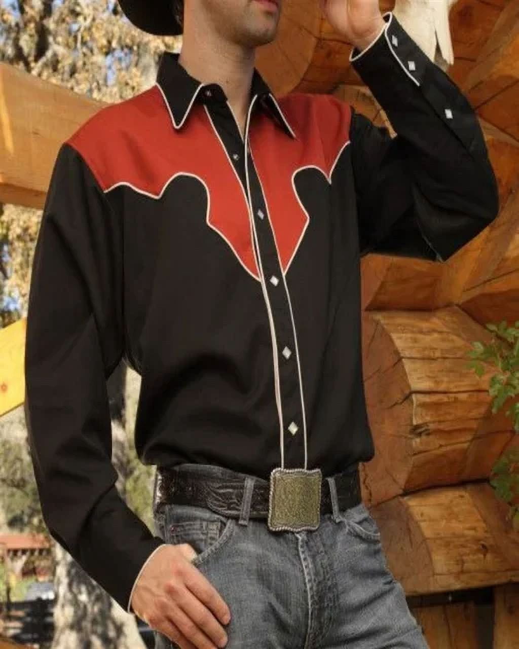 2025 new Western denim men's shirt button-down lapel casual long sleeve ...