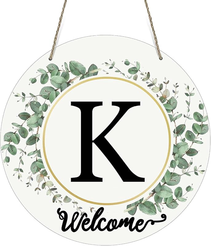 2025 new letter K front door flower wreath wooden welcome sign, 12x12 ...
