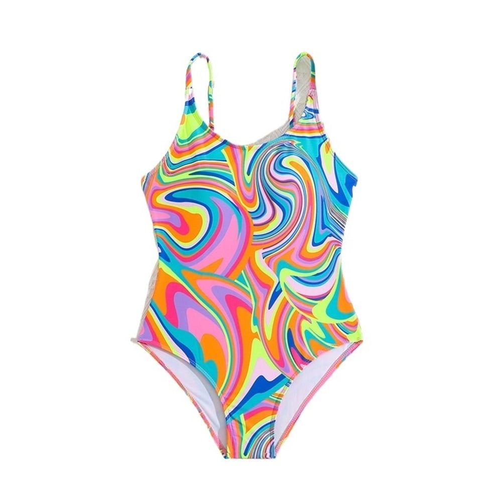 2025 new one-piece swimsuit children's rainbow color swimsuit bikini ...