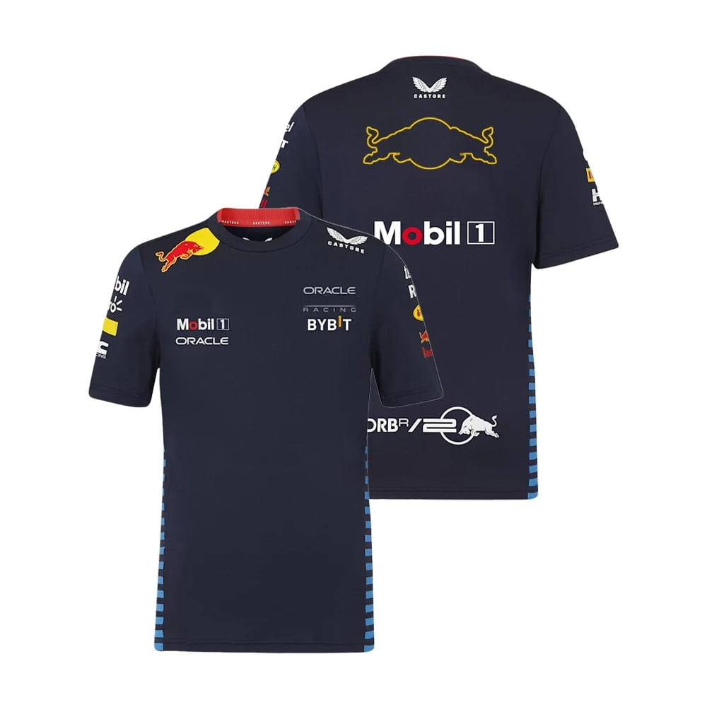 2025 new red F1 racing team uniform oversized O-neck 3D printed men's ...