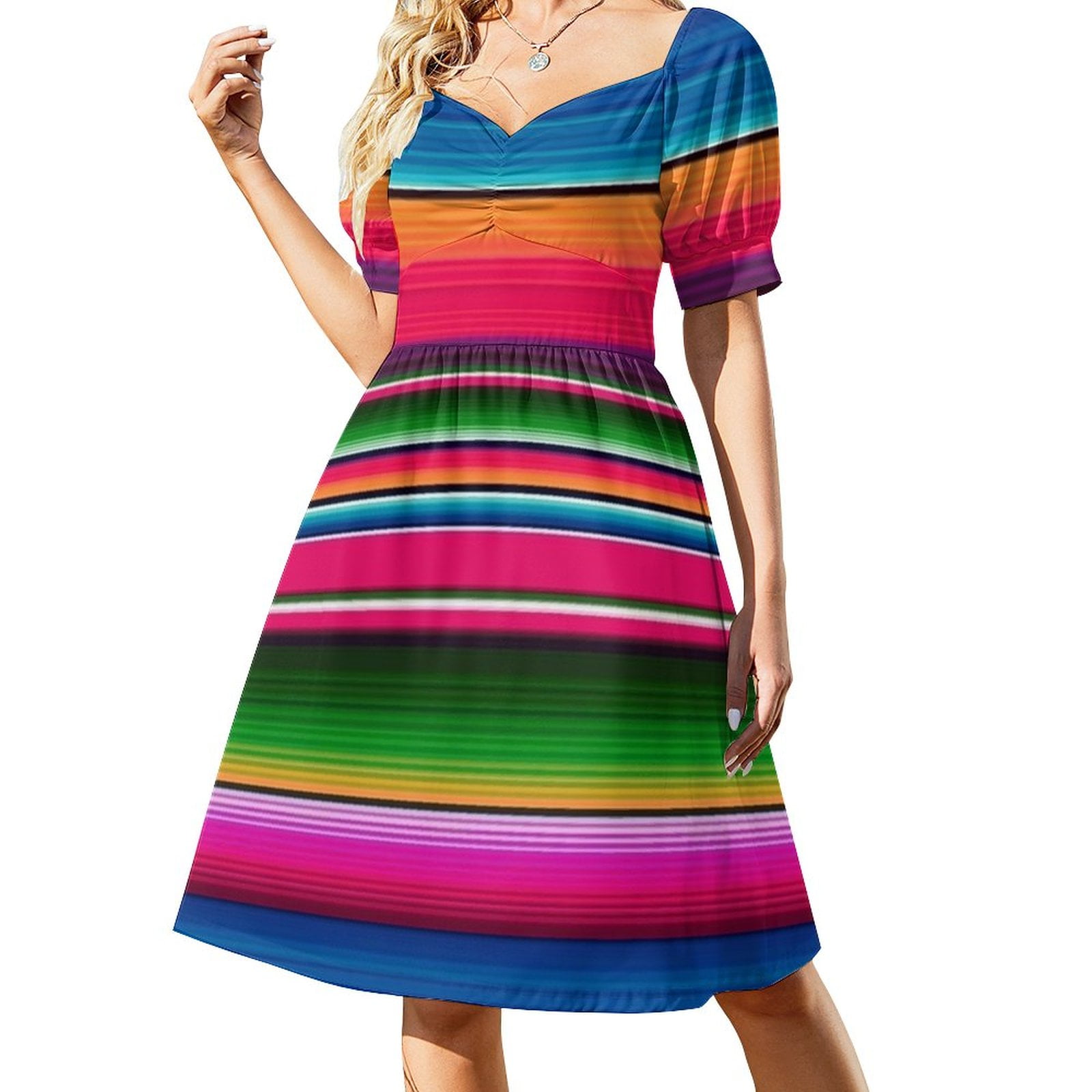 2025 style korean dresses summer ladies dresses Dress Serape Fiesta ...
