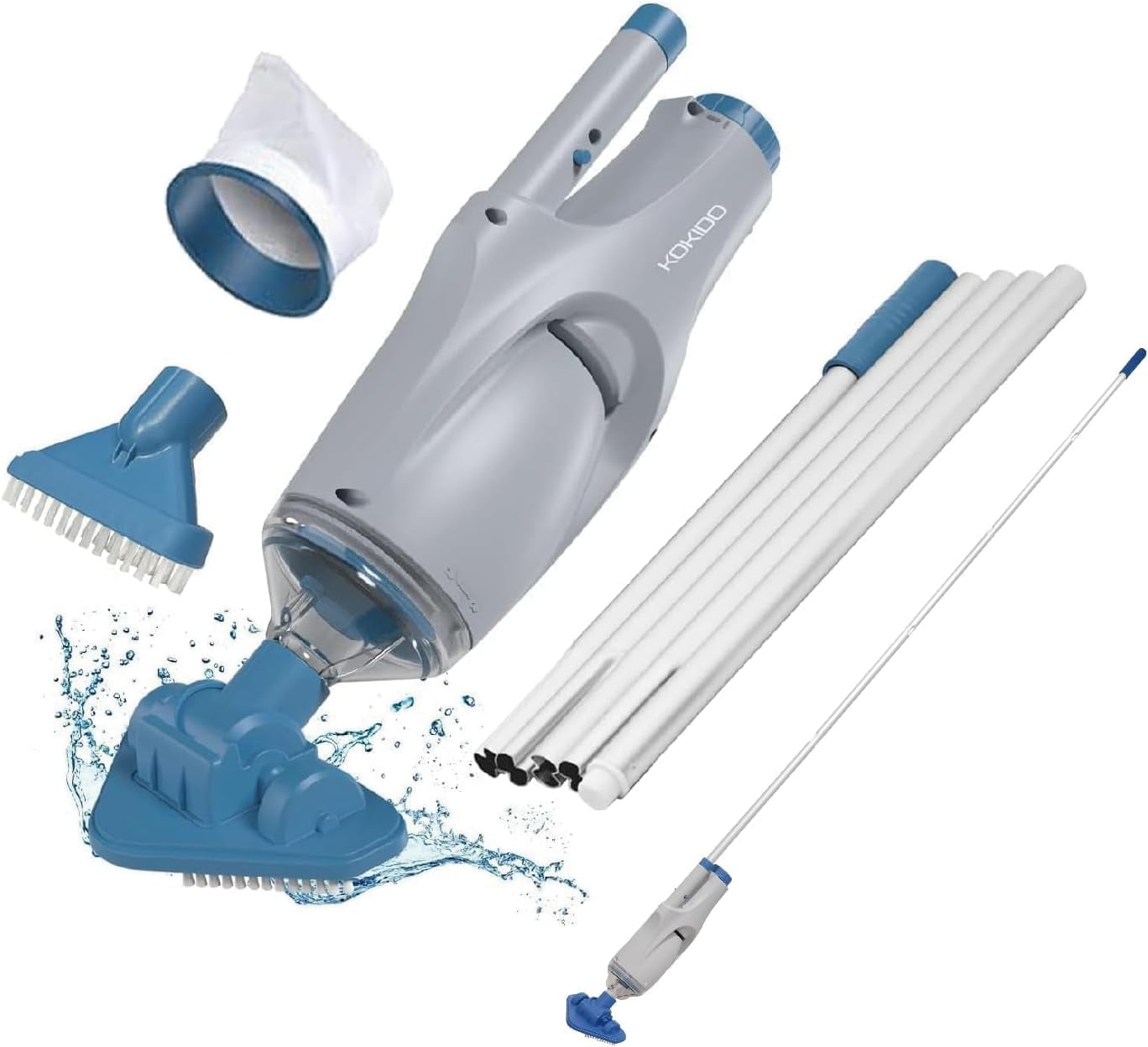 (2025 upgrade) Rechargeable Handheld Pool Vacuum, Aluminum Pole and 2 ...