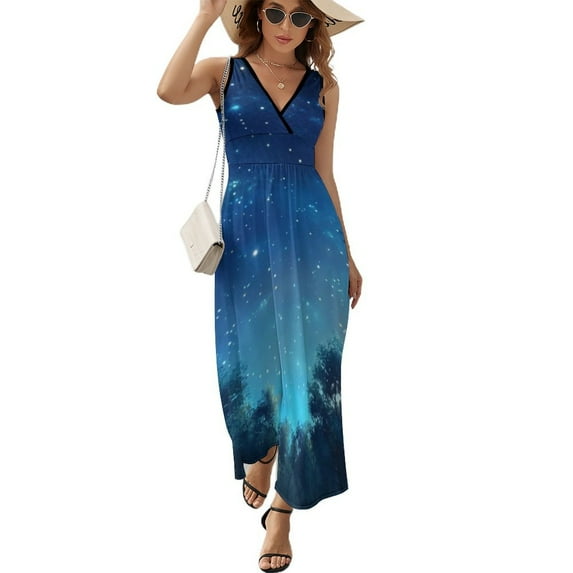 2025 women's sexy V-neck dress simple ruffle hem dress - Walmart.com