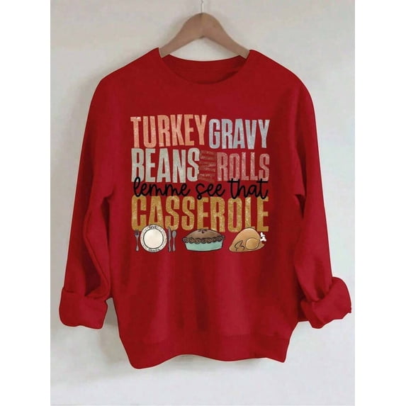 2025LCFashionable Thanksgiving Letter Print Women Sweatshirt - Casual ...