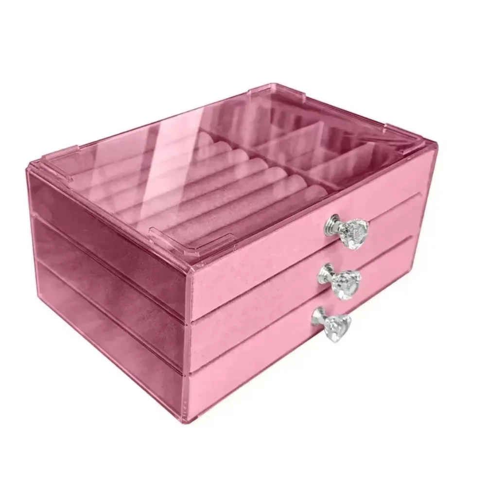 2025Large Capacity Three-Drawer Velvet Jewelry Box Dustproof Anti ...