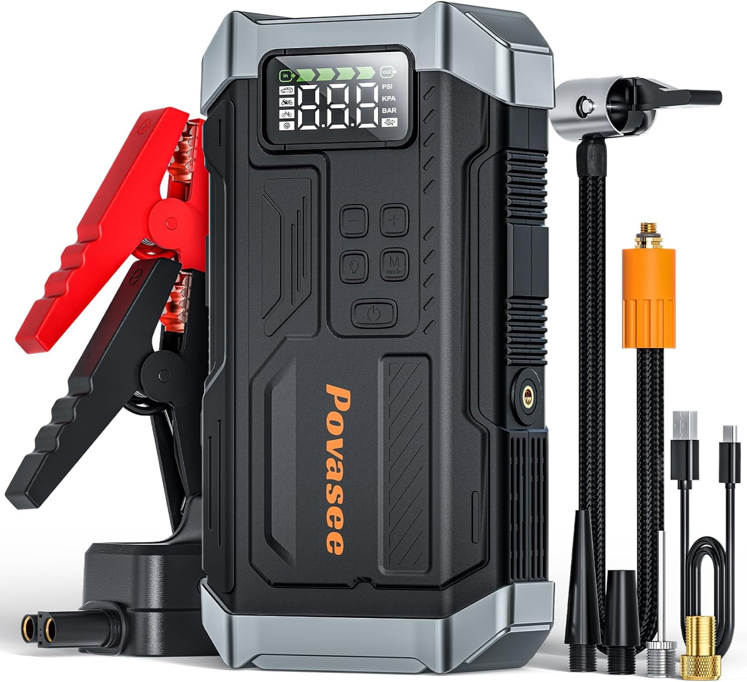 [2025NEW Model] 5000A Jump Starter with Air Compressor,Battery Jumper ...