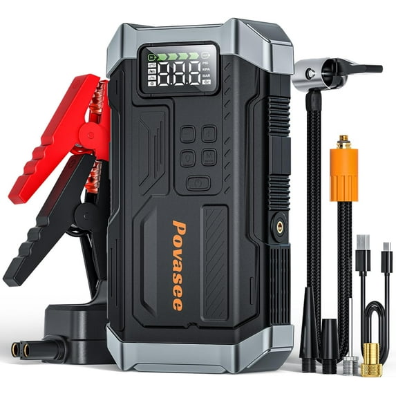 [2025NEW Model] 5000A Jump Starter with Air Compressor,Battery Jumper ...