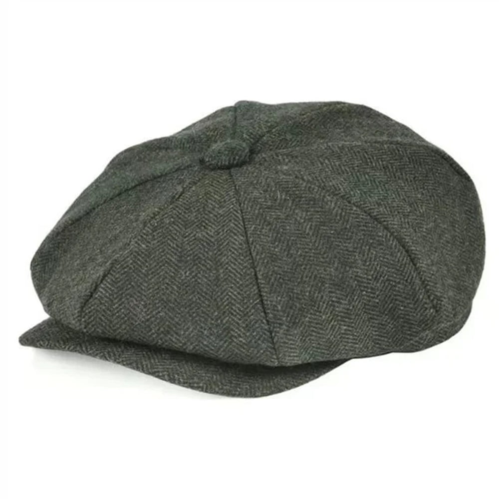 2025New Vintage Wool Tweed Navy Blue Herringbone Newsboy Cap unisex 8 ...