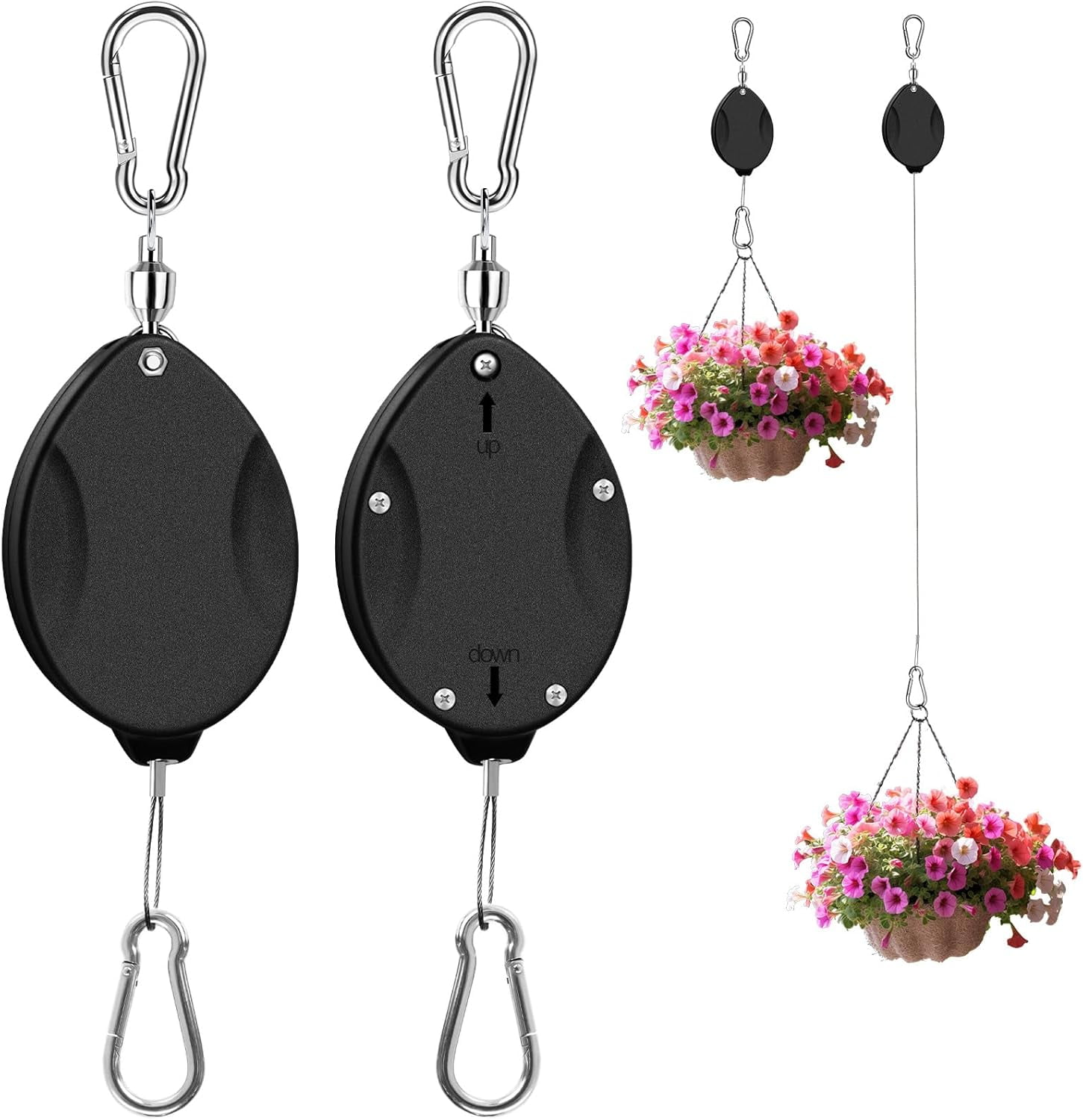 2025Upgraded 2Pcs Heavy Duty Retractable Plant Hanger, 44lbs Load, Auto ...