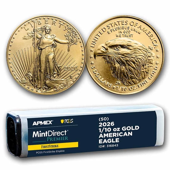 2026 1/10 oz American Gold Eagles (50-Coin MDP® + PCGS FS® Tube ...