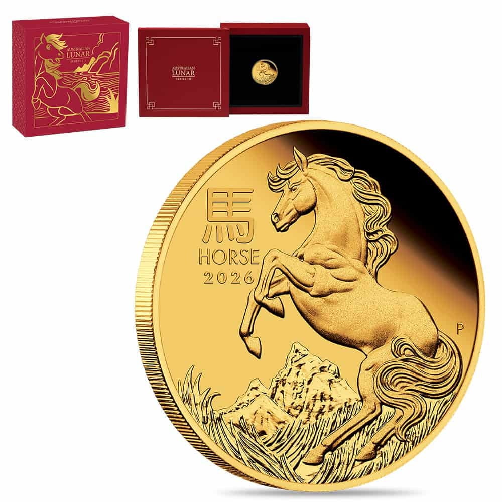 2026 1/10 oz Proof Gold Lunar Horse Coin Australian Perth Mint ...