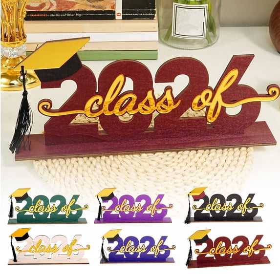 2026 11.81in Graduation Season Wooden Tabletop Decor Ornament | Natural ...