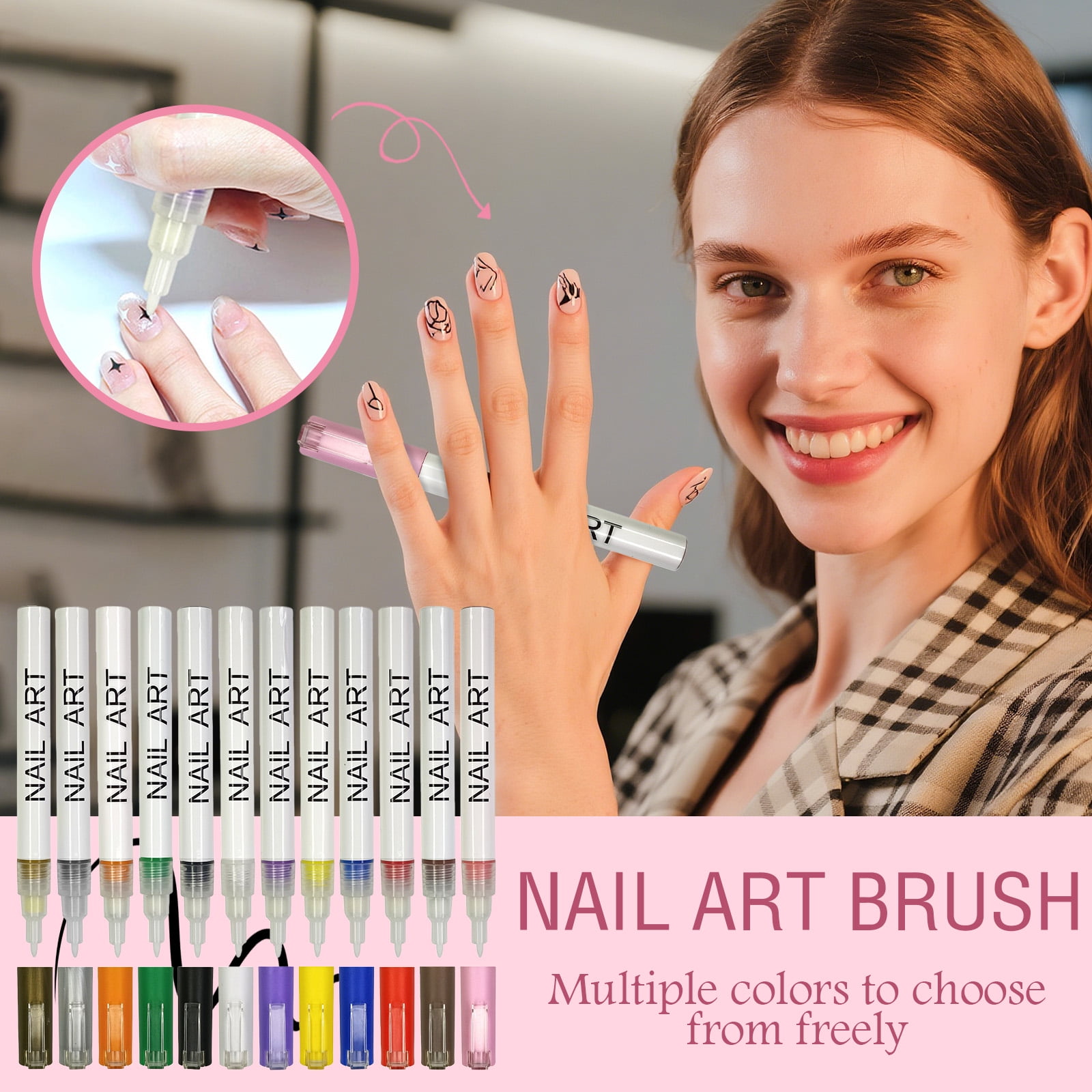 2026 12 Color Nail Art Liner Pens Kit - Gel Nail Markers for Graffiti ...